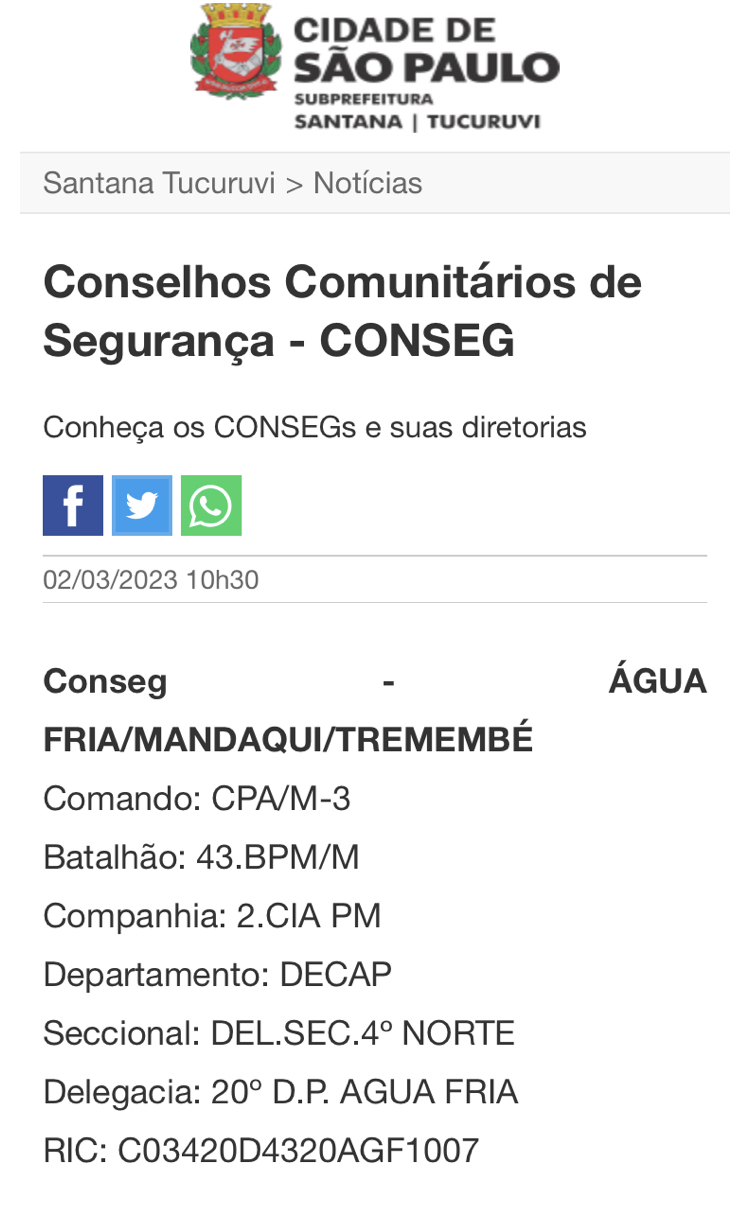 18/06/2023 – CONVITE – Conselho de Segurança Água Fria – Mandaqui ...